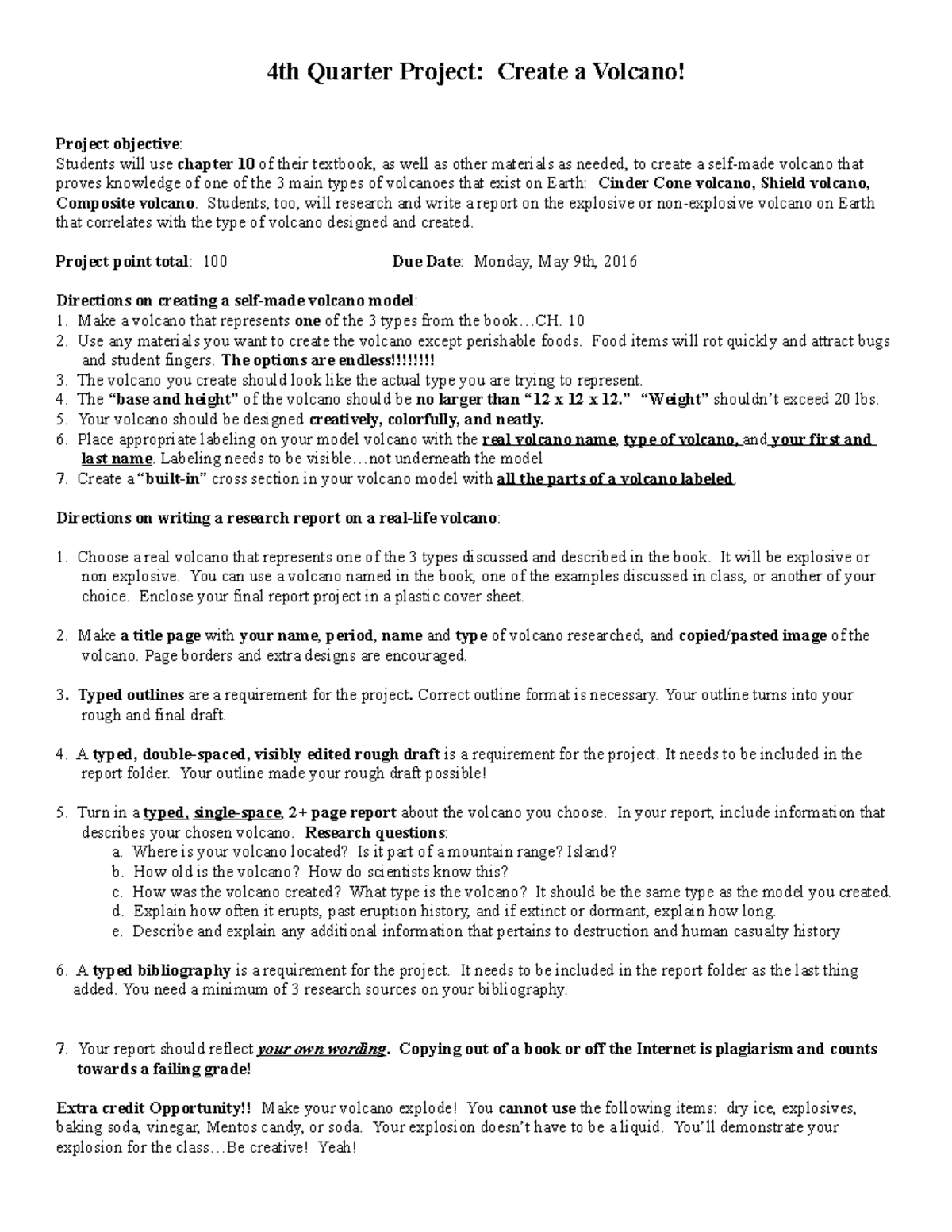 4th Quarter Project volcano - 4th Quarter Project: Create a Volcano ...