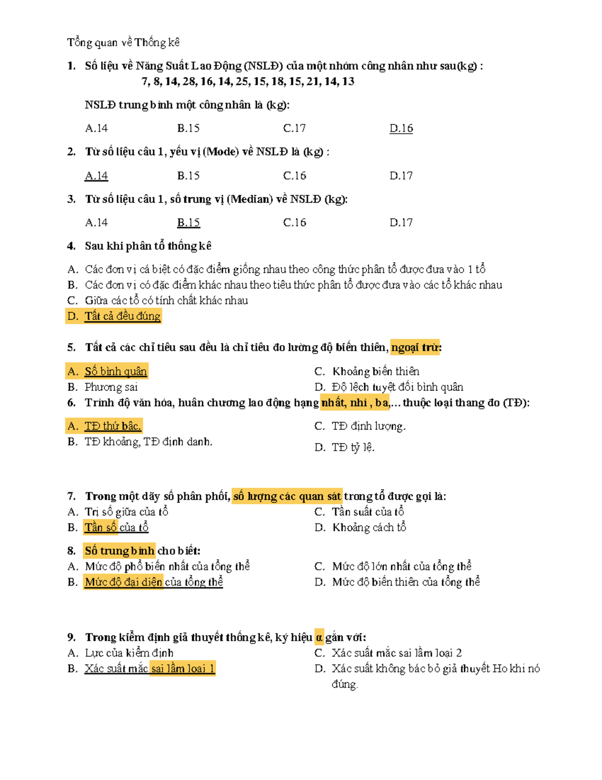 TN-THTK-goi y va Ap An - trắc nghiệm - Tổng quan về Thống kê Số liệu về Năng Suất Lao Động (NSLĐ ...