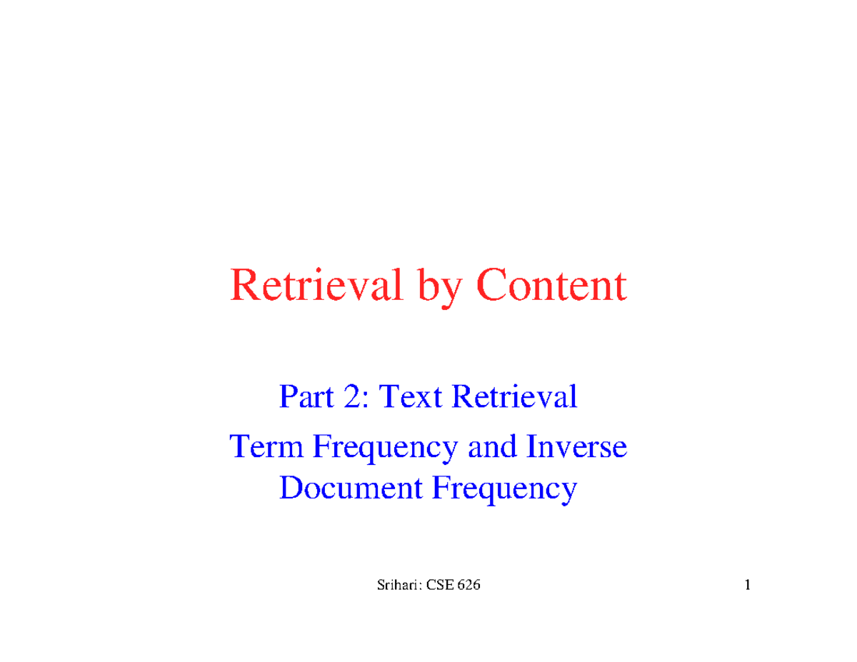 Tf-idf - NLP - Retrieval by Content Part 2: Text Retrieval Term ...