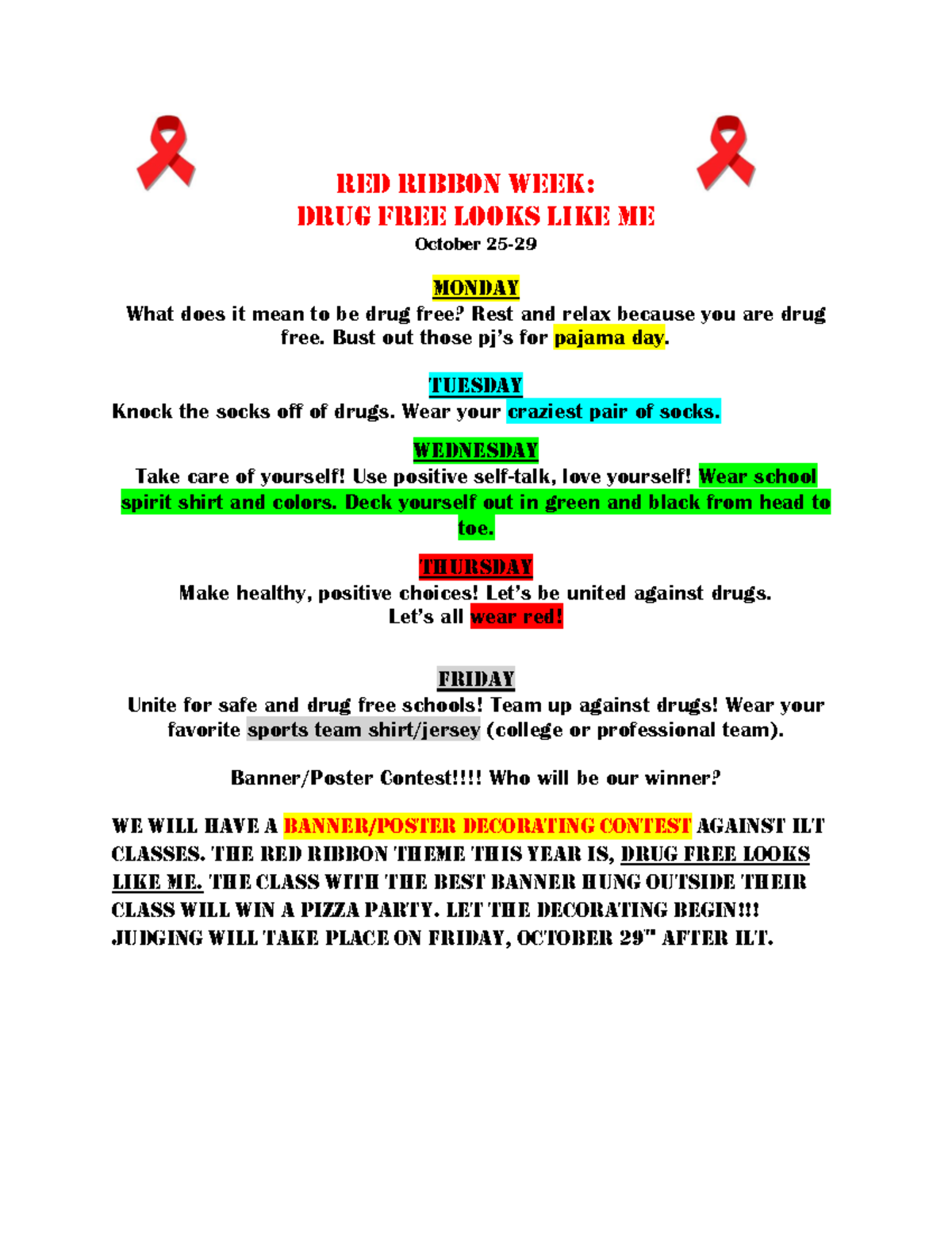 Red Ribbon Week 2021 - Red Ribbon Week: Drug free looks like me October ...