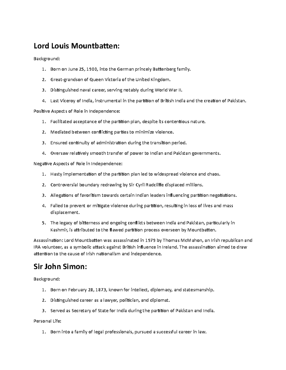 Lord Louis Mountbatten - Lord Louis Mountbatten: Background: 1. Born on ...