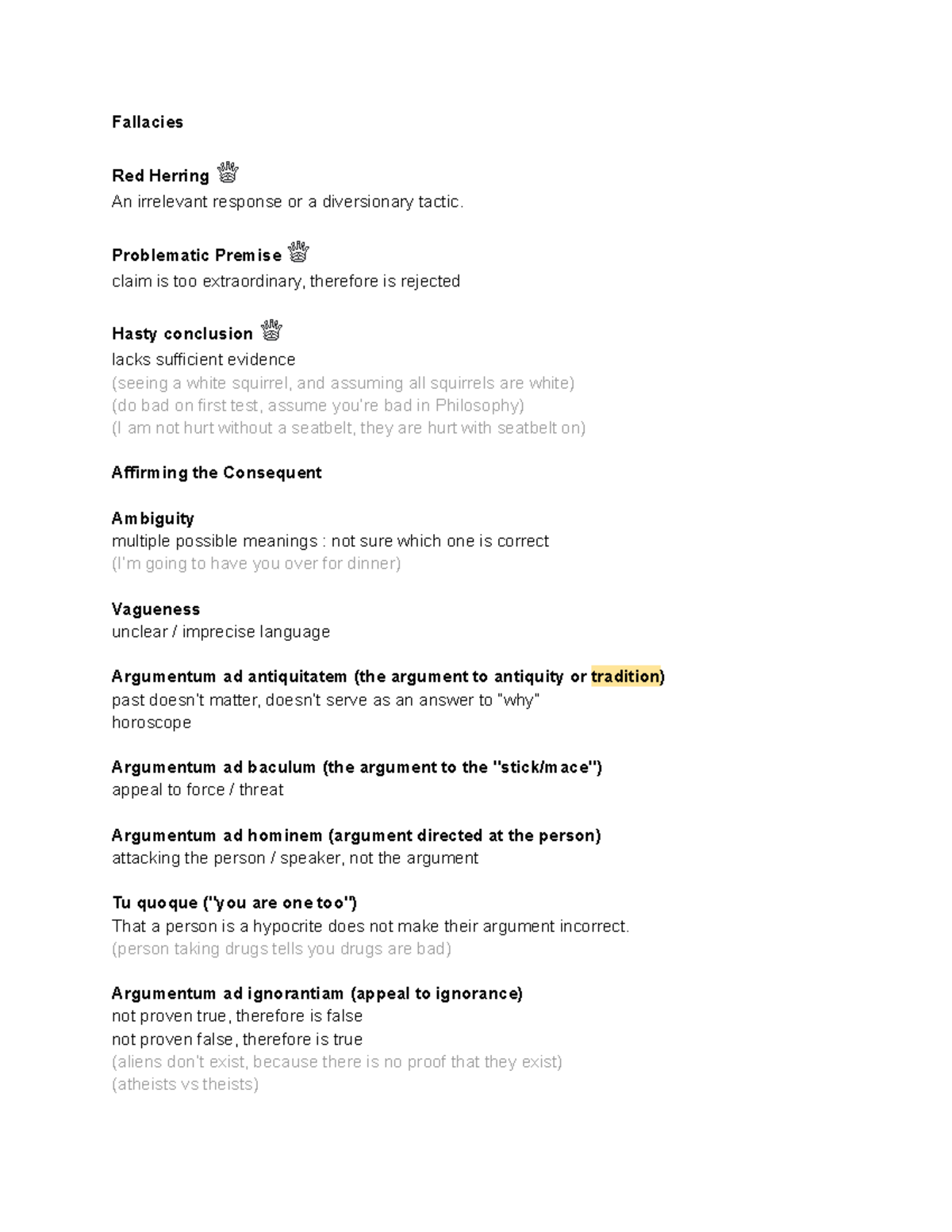 12 Philosophy Logical Fallacies - Fallacies Red Herring ♕ An irrelevant ...