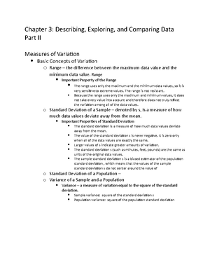 Chapter 1 – Part I - Chapter 1: Introduction to Statistics Part I Basic Types of Data: - Studocu