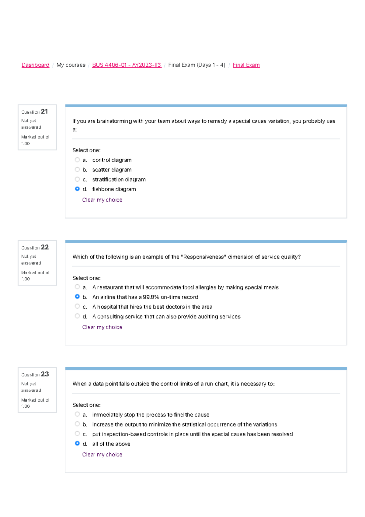 Final Exam (page 3 of 3) BUS 4406 score 67% - Question 21 Not yet ...