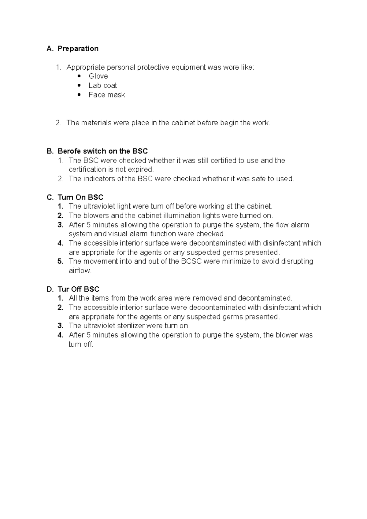 LAB 2 BMS533 Procedure - A. Preparation Appropriate personal protective ...