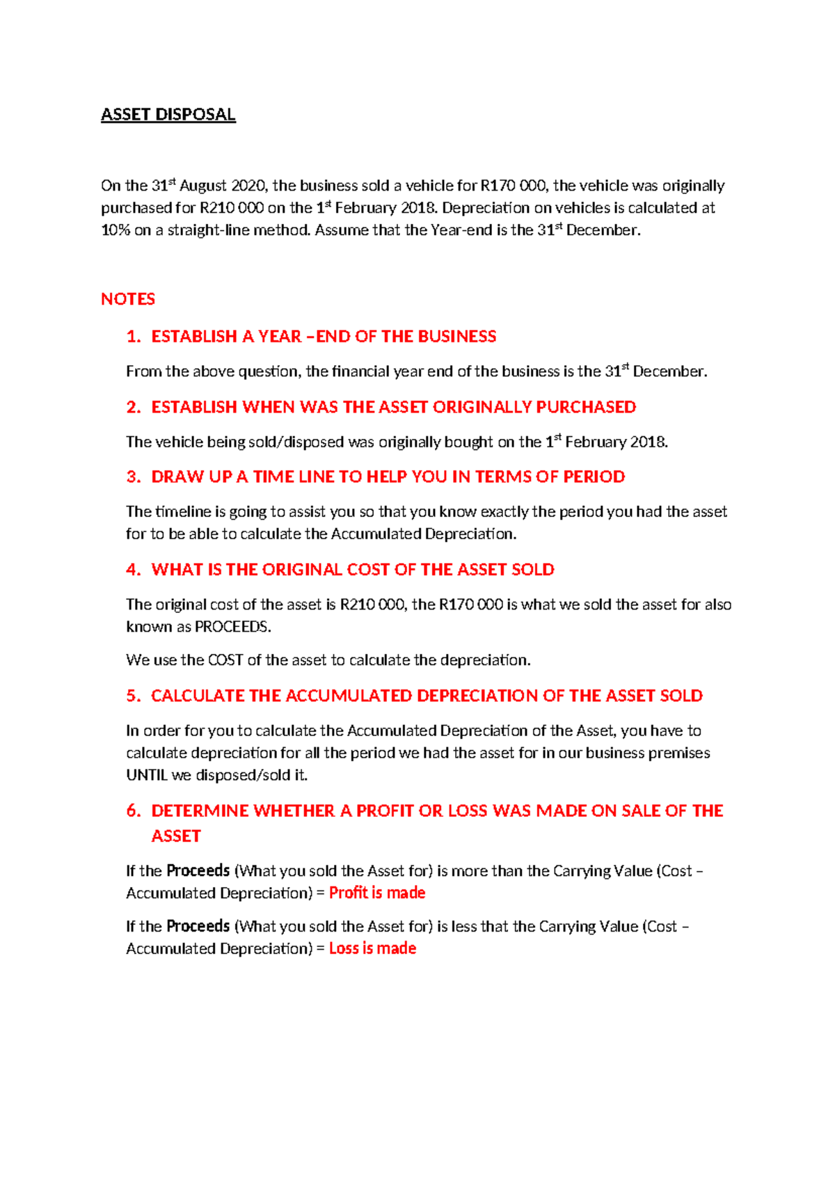 Asset Disposal Notes - Summary Human Resource Management 1B - ASSET ...