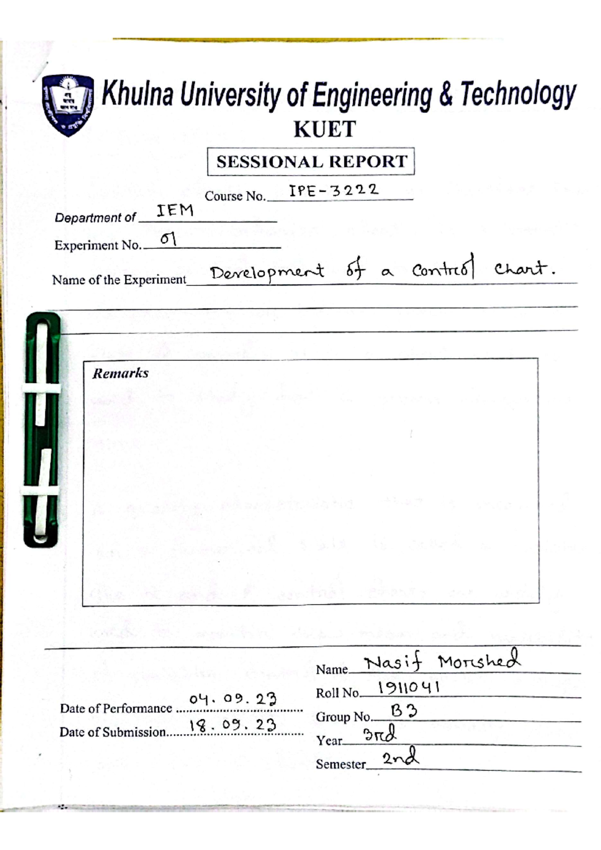 QM Lab Report (Nasif)-1 - Quality Management - Studocu