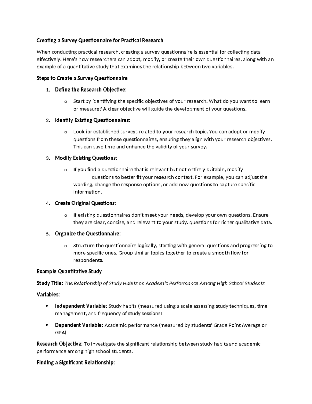 PR 1 and 2 Creating a Survey Questionnaire for Practical Research ...