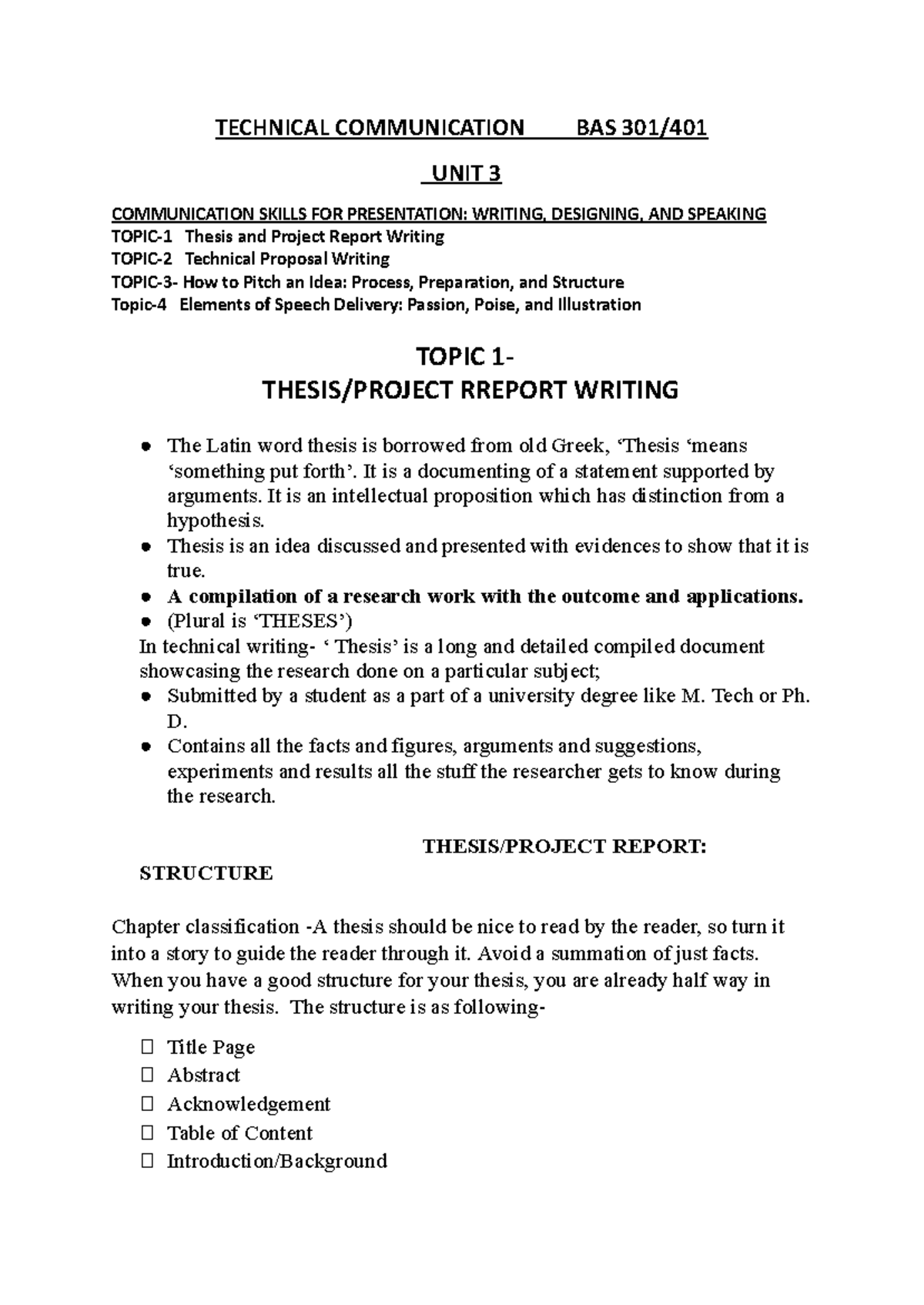 UNIT-3- TC ( Notes) - TECHNICAL COMMUNICATION BAS 301/ UNIT 3 ...
