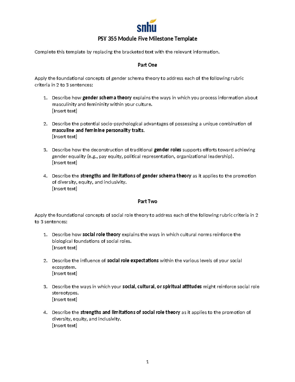 PSY 355 Module Five Milestone Template - PSY 355 Module Five Milestone ...