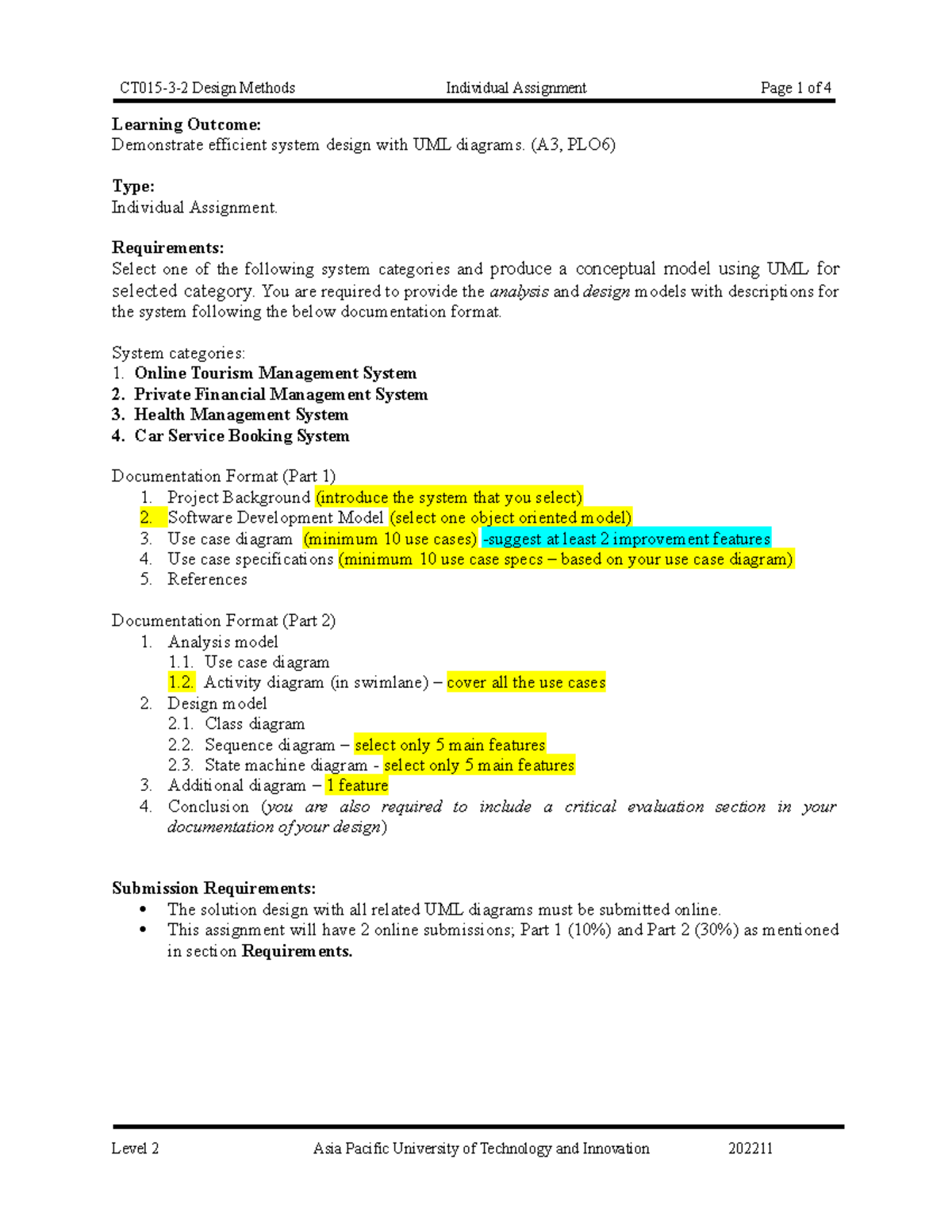 Assignment Question - CT015-3-2 Design Methods Individual Assignment ...