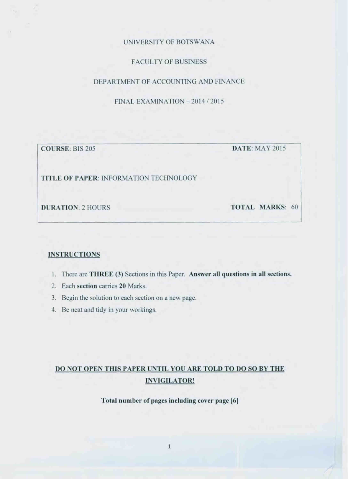 BIS 205 Paper 5 - Introduction to business information system - Studocu
