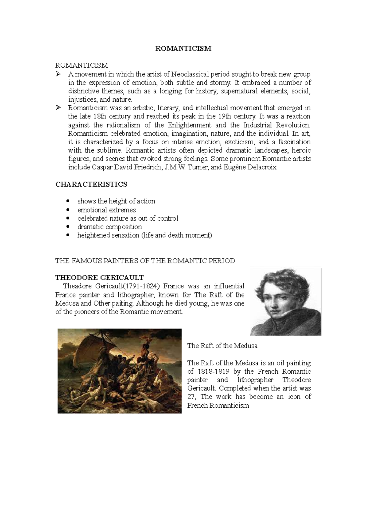 Romanticism-report - Summary Art Appreciation - ROMANTICISM ROMANTICISM A movement in which the ...