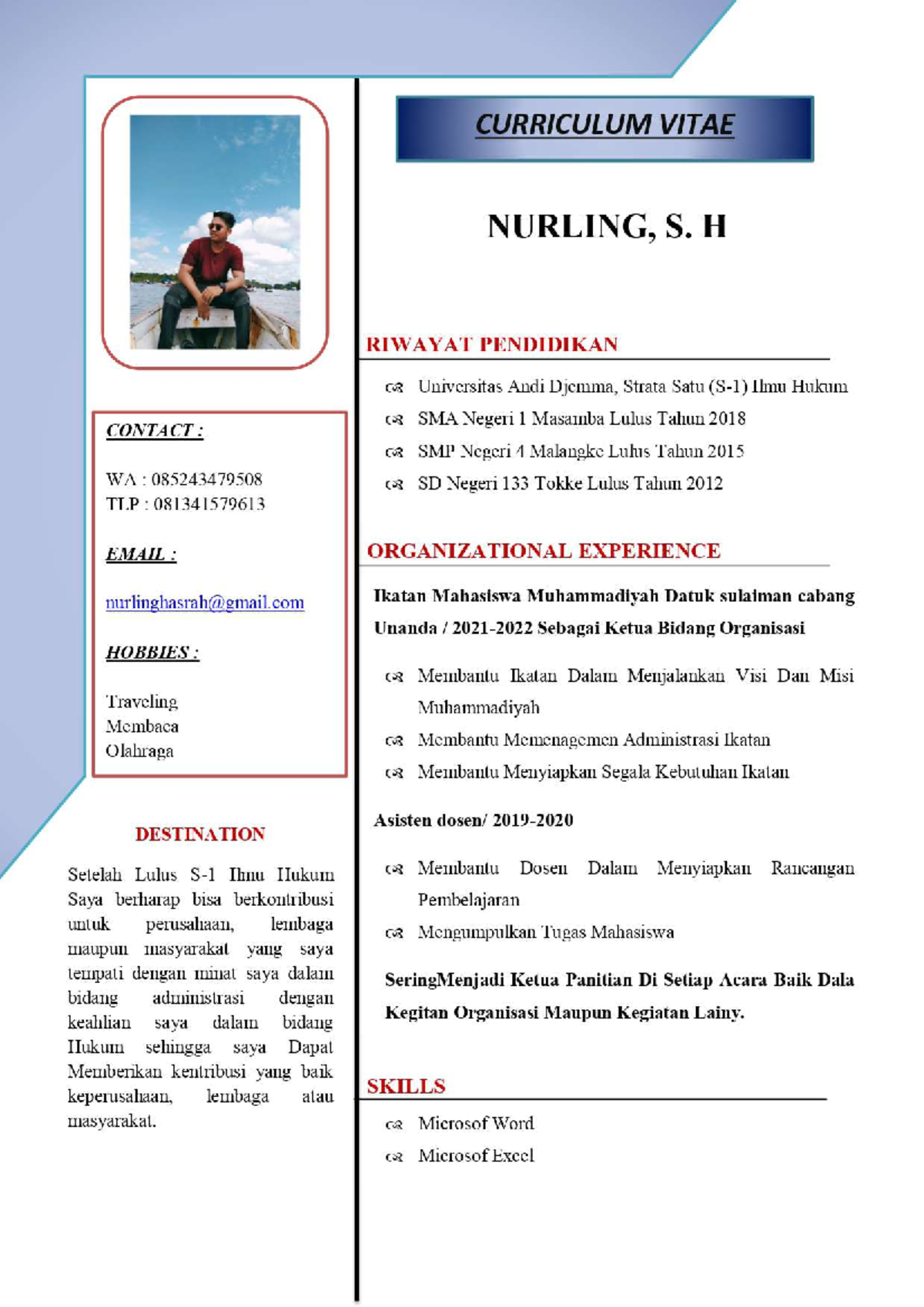 Cv Nurling, S. H - CONTOH CV - Penulisan Karya Jurnalistik - Studocu