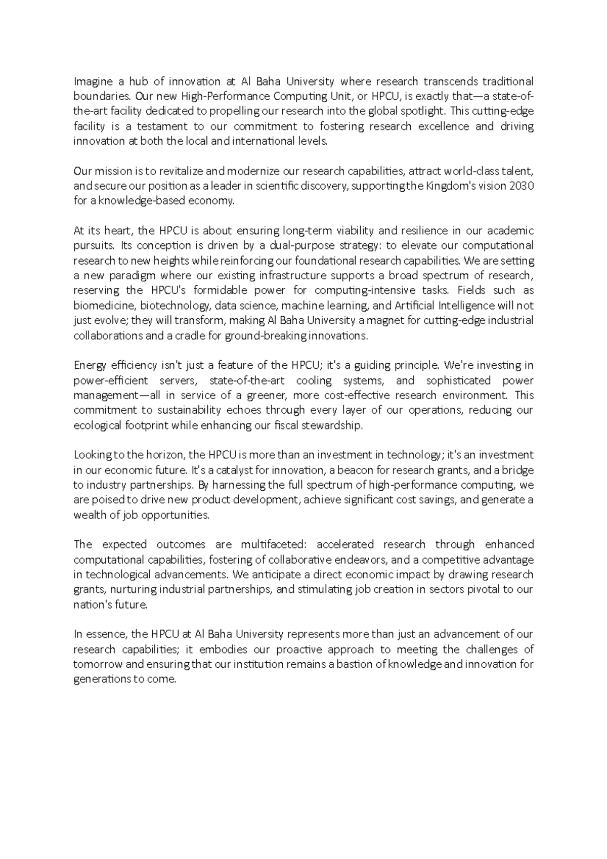 Script 2 - gg yg - Imagine a hub of innova/on at Al Baha University ...
