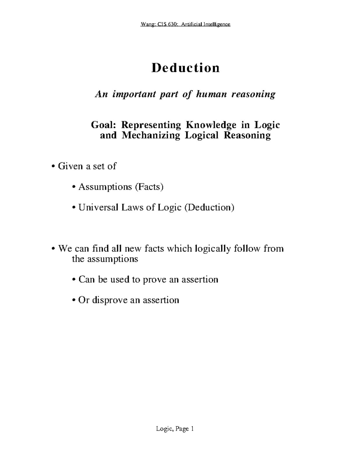 Logic notes for AI Logic notes for AI Logic notes for AI - Engineering ...