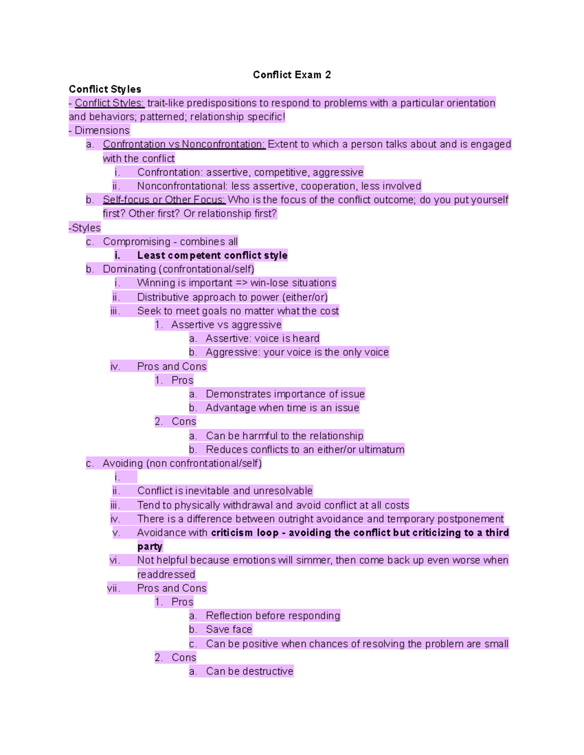 Conflict Management and Resolutions Exam 2 Study Guide - Conflict Exam ...