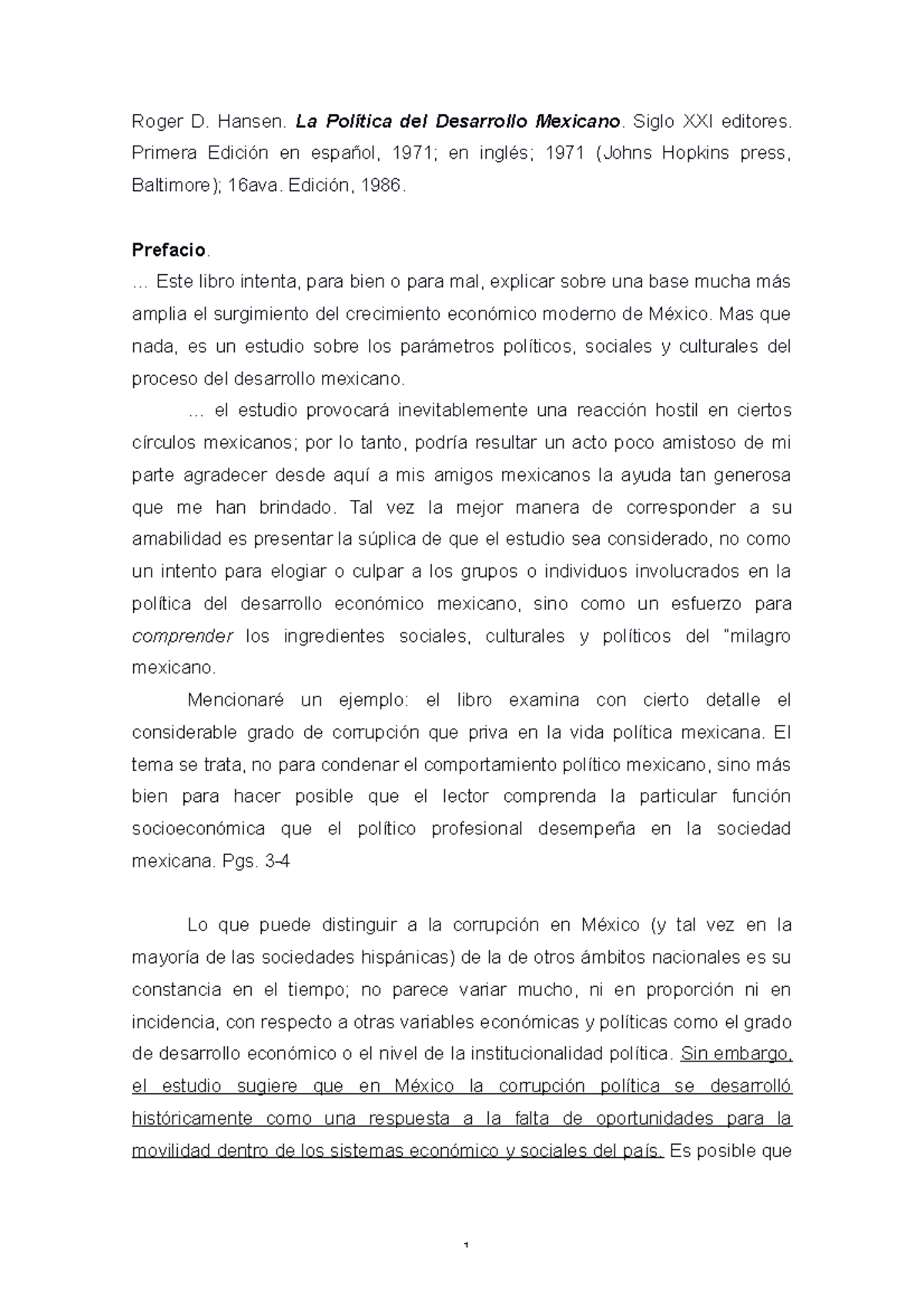 Roger D. Hansen - capitulo 1 - Roger D. Hansen. La Política del ...