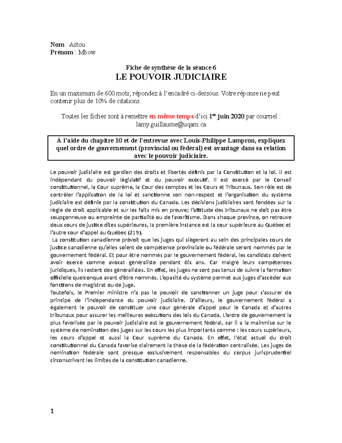 S06 Fiche de synthèse - note de cours - Nom : Astou Prénom : Mbow Fiche ...