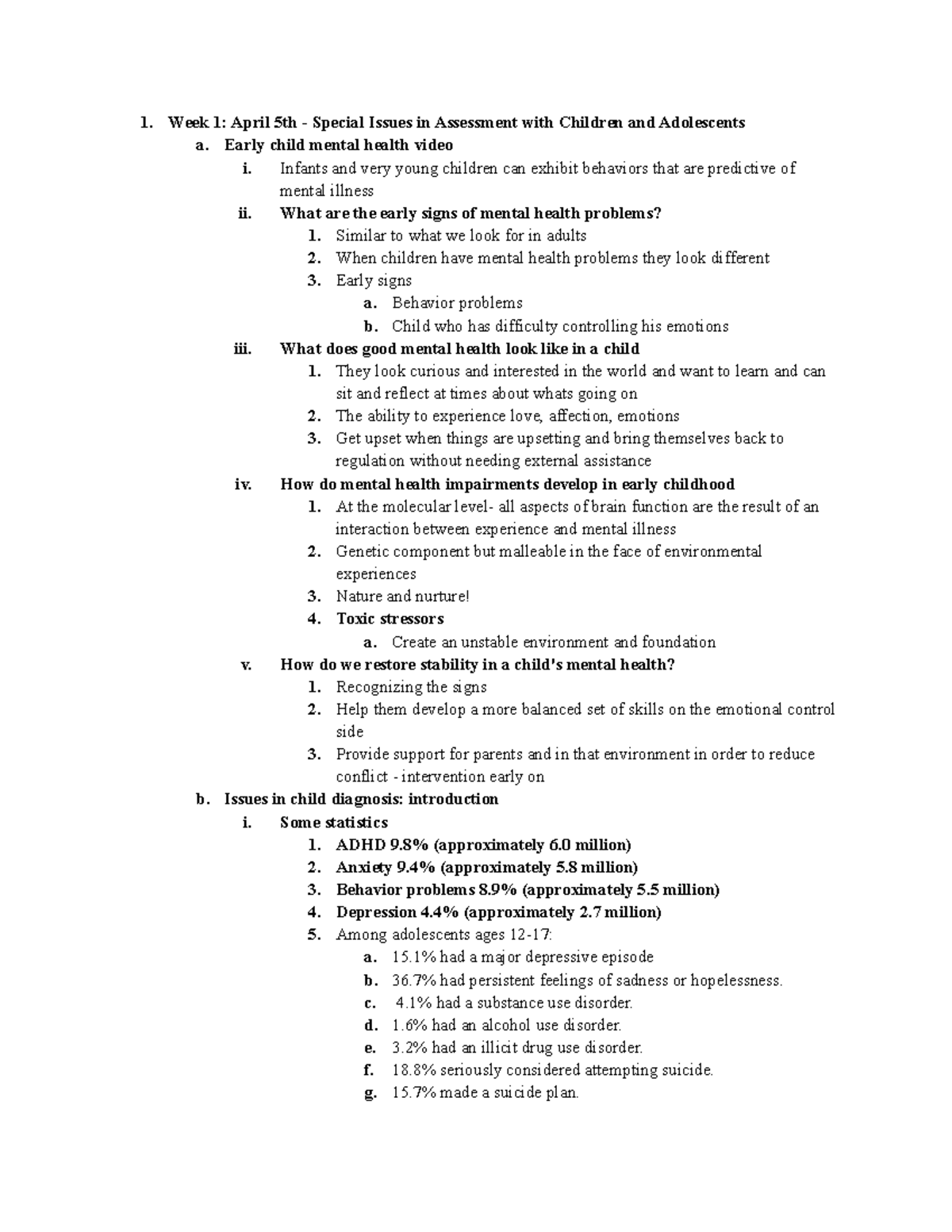 328 lectures weeks 1-4 - outline study guide - Week 1: April 5th ...