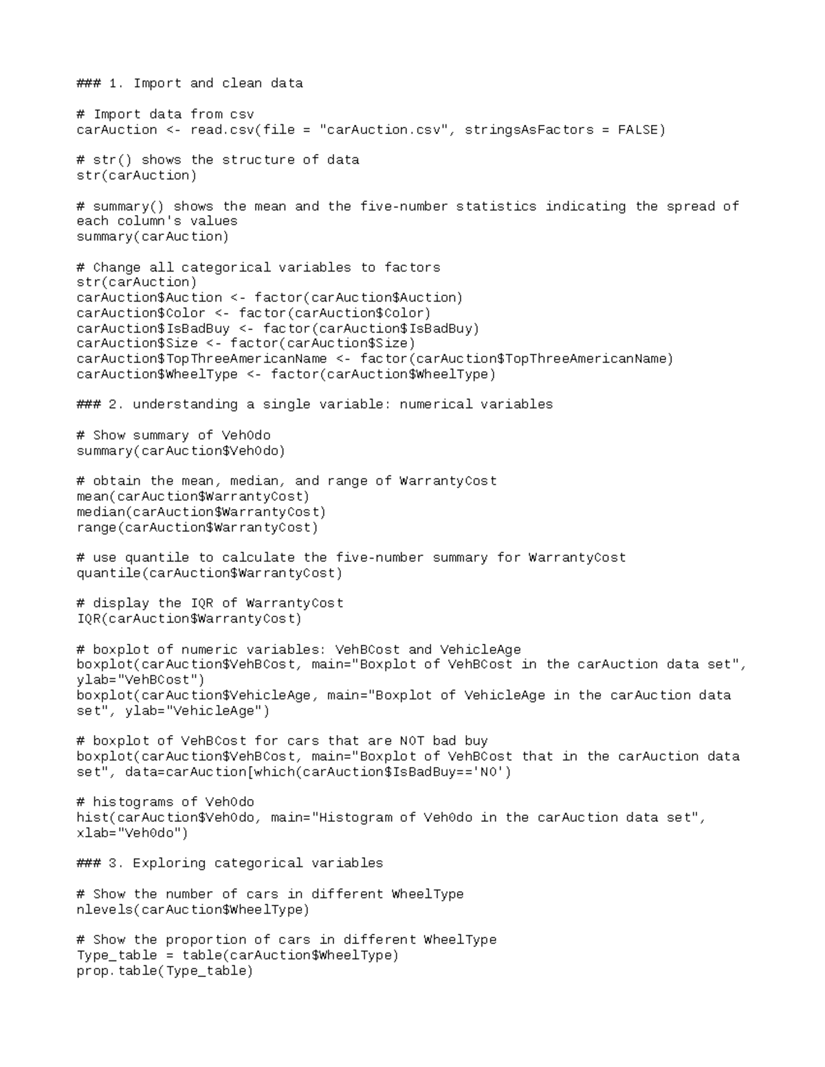 Lab2 car Auction - 1. Import and clean data Import data from csv carAuction