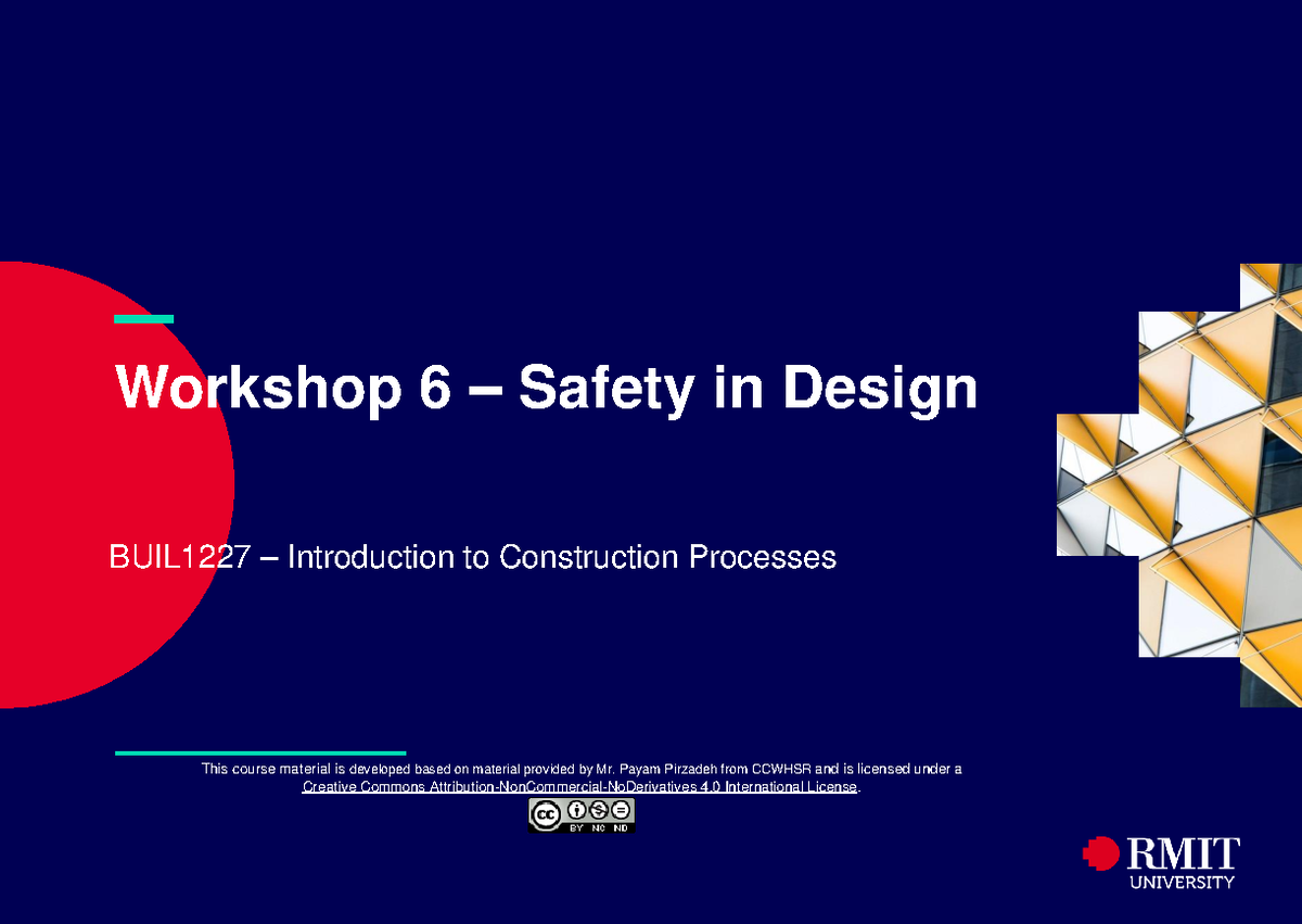 Workshop 6 - Safety in Design - — Workshop 6 – Safety in Design ...