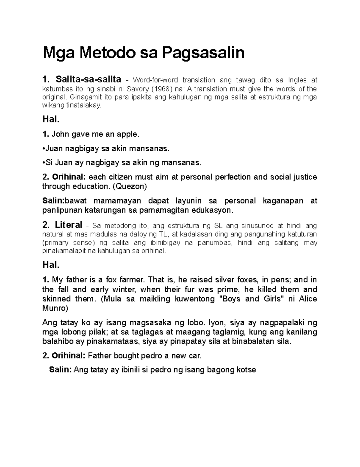Mga Metodo sa Pagsasalin Aprilyn - Mga Metodo sa Pagsasalin 1. Salita ...