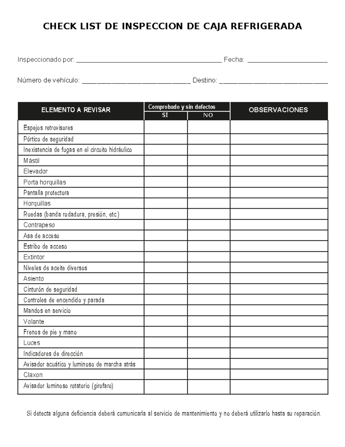 Checklist-caja-refrigerada - CHECK LIST DE INSPECCION DE CAJA ...