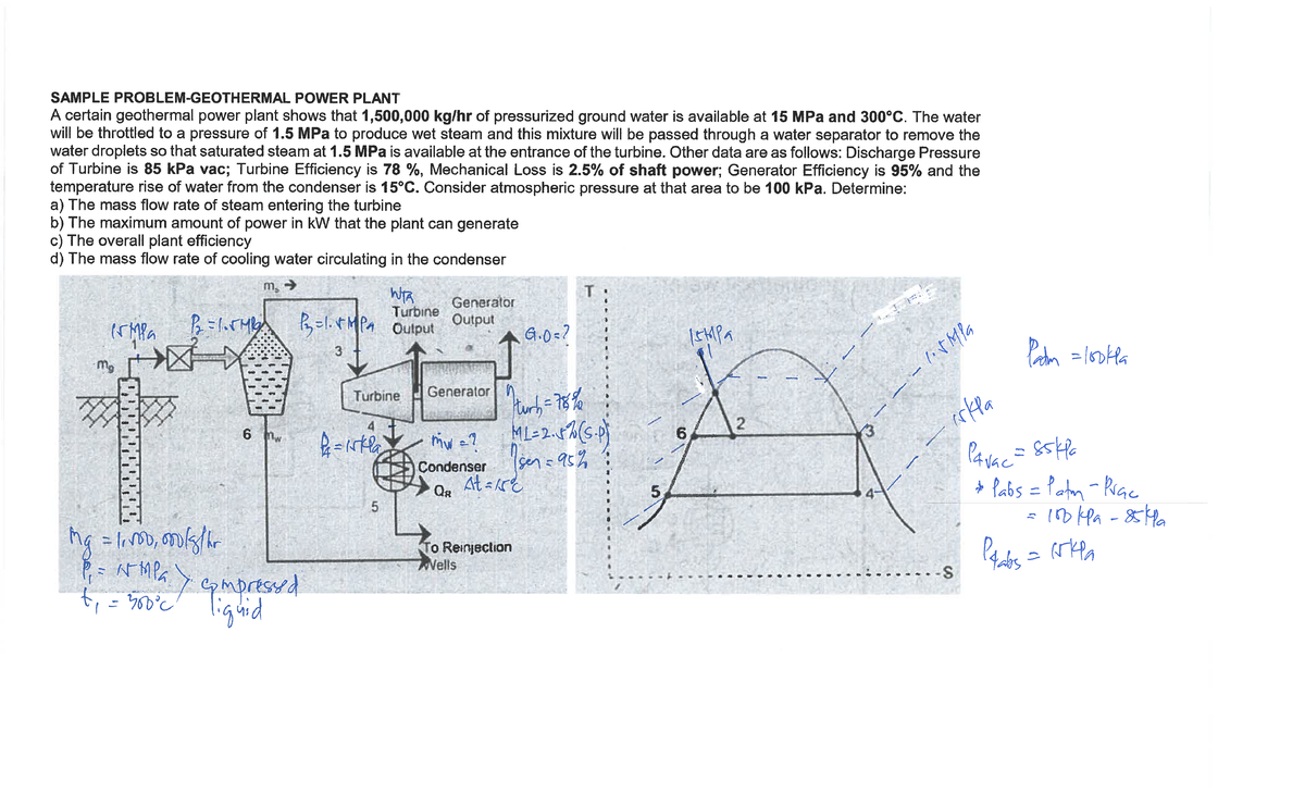 Geothermal Power Plant Sample Problem - Civil engineering - Studocu