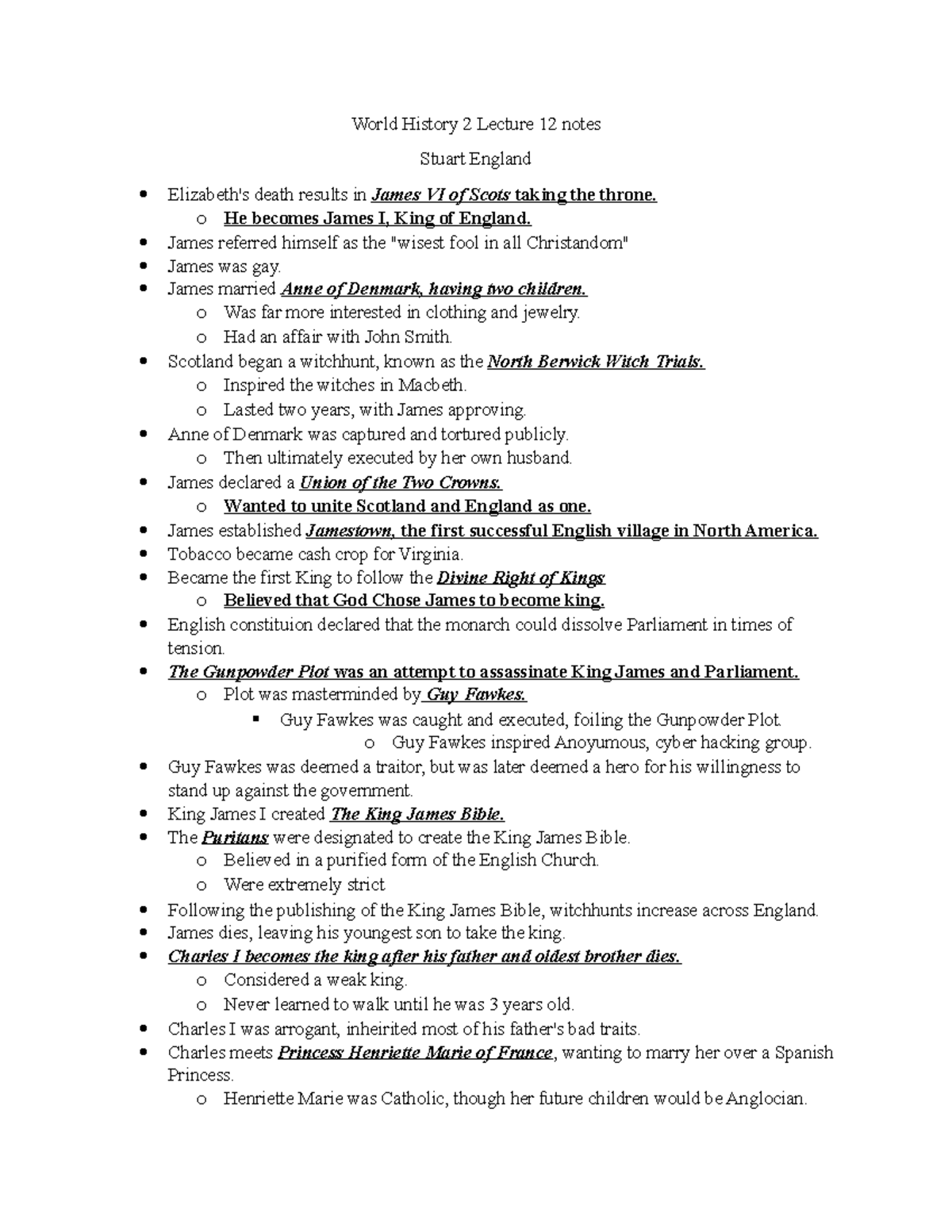 World History 2 Lecture 12 notes - World History 2 Lecture 12 notes ...