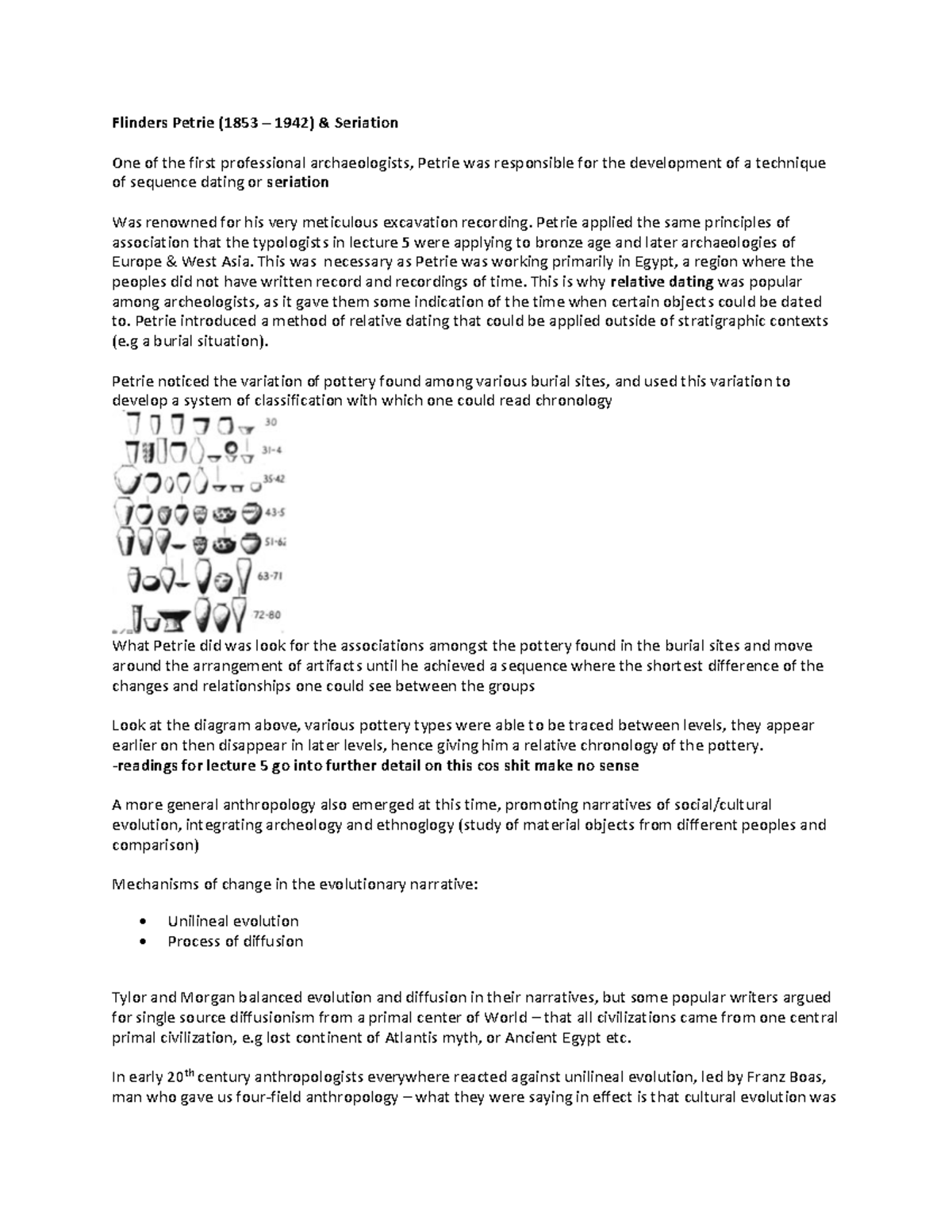 ANTH103 Lecture 6 - Flinders Petrie (1853 – 1942) & Seriation One of ...