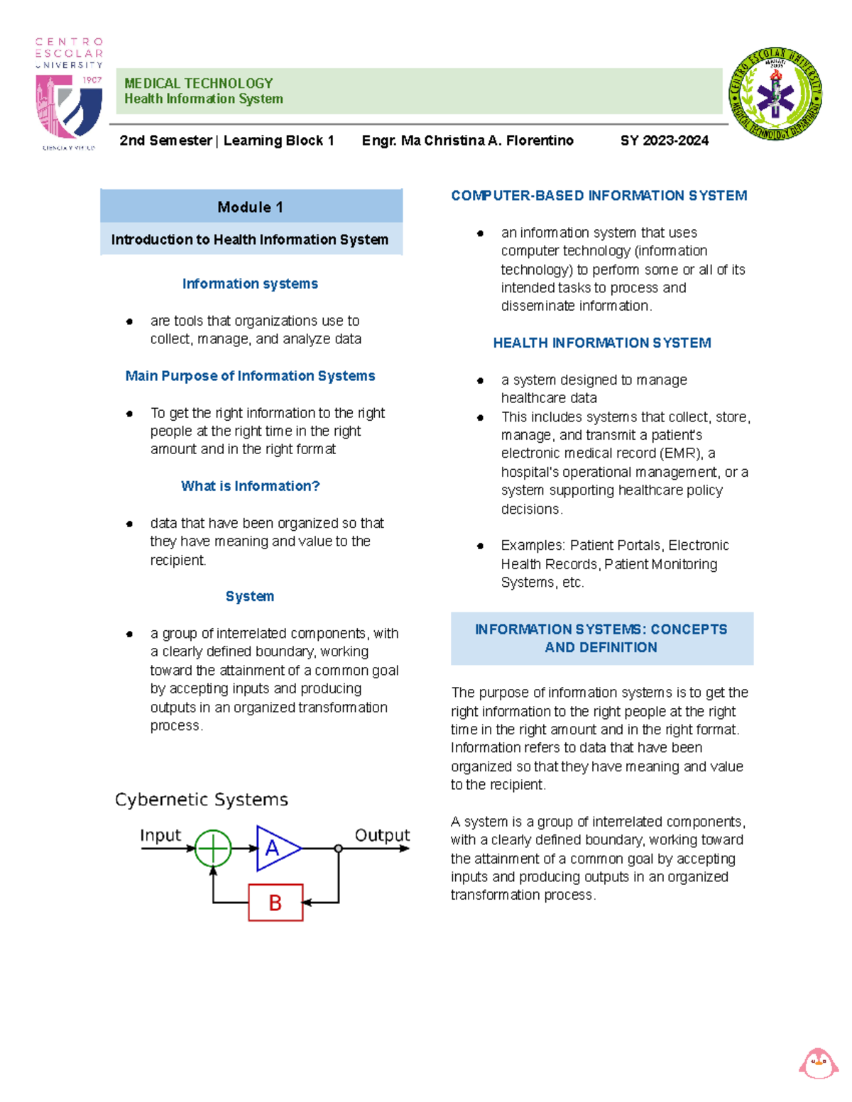 HIS REV M1-M3 pdf - MEDICAL TECHNOLOGY Health Information System 2nd ...