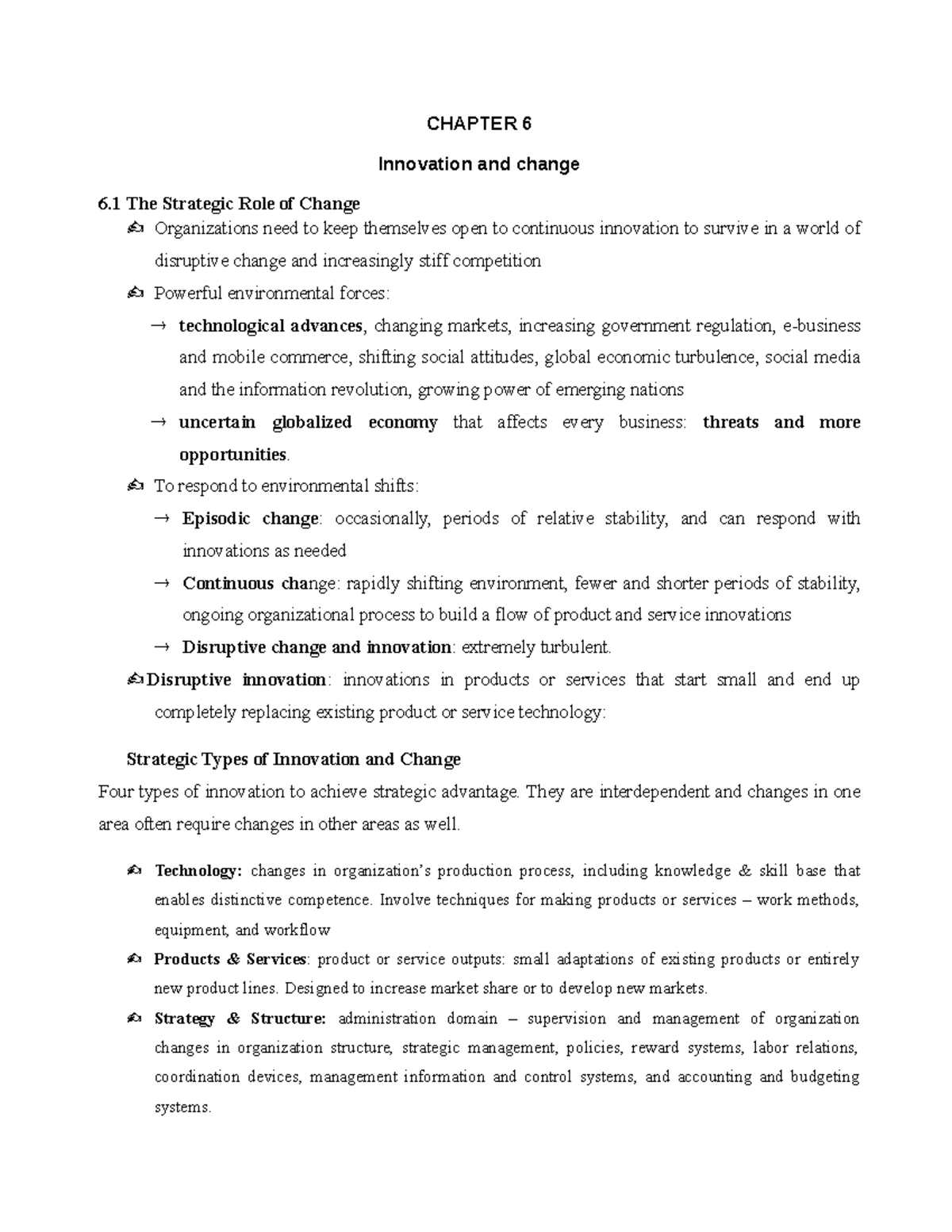 Chaper 6 Innovation and Change(Final) - CHAPTER 6 Innovation and change ...