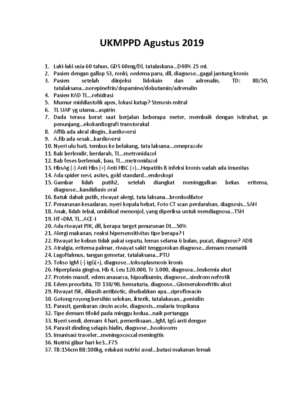 Rekapitulasi Soal Ukmppd Batch Agustus 2019 - UKMPPD Agustus 2019 Laki-laki usia 60 tahun, GDS ...