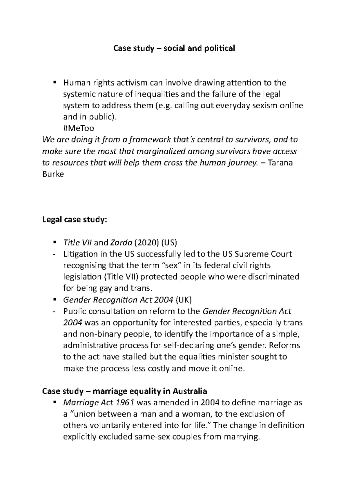 Case studies - st - Case study – social and political § Human rights ...