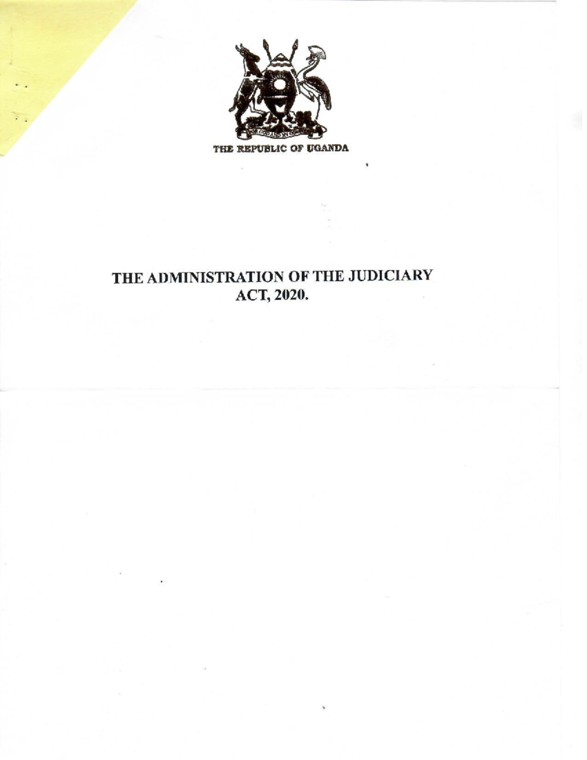 THE Administration OF THE Judiciary ACT 2020 - LLB - Studocu