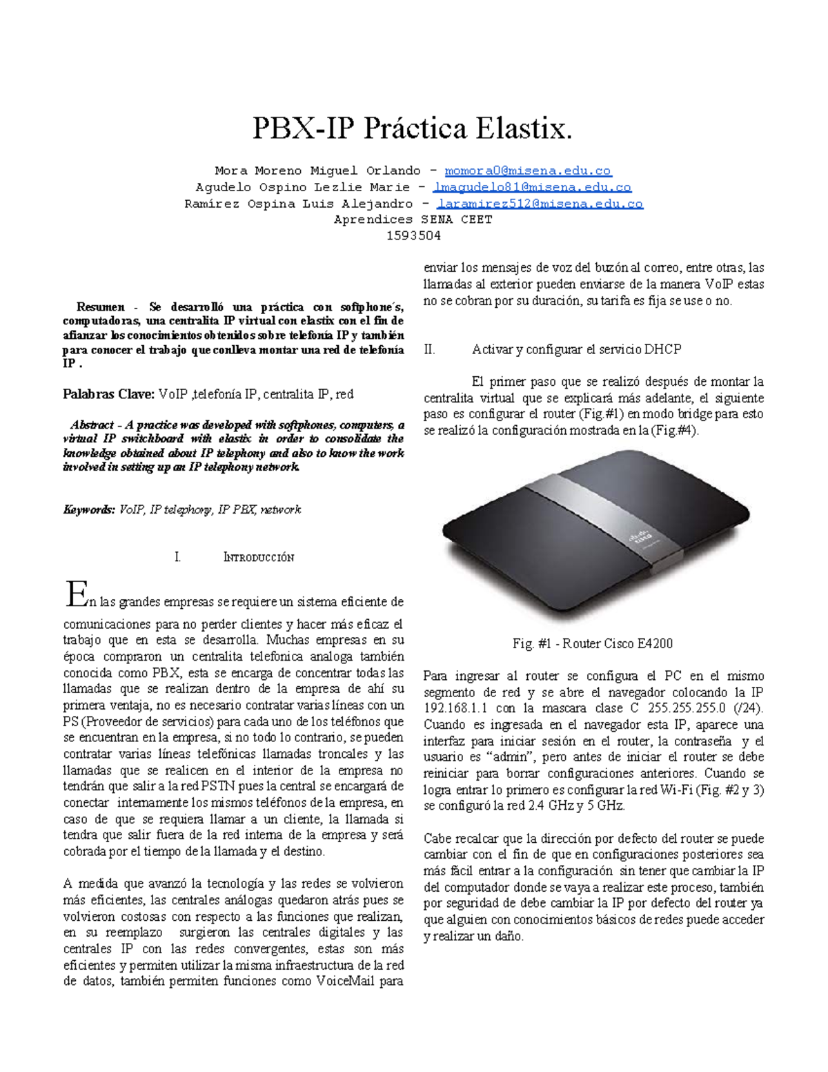 PBX IP Practica Elastix - PBX-IP Práctica Elastix. Mora Moreno Miguel Orlando - momora0@misena ...