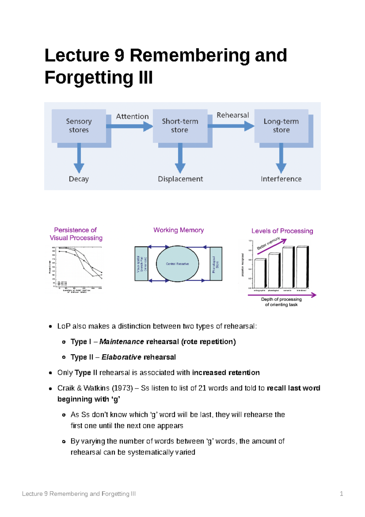 Lecture 9 Remembering And Forgetting Iii So More Times To Say It In Your Head Than Before