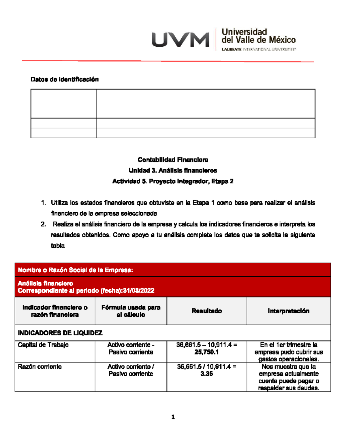 Proyecto integrador etapa 2 a6 - Contabilidad Financiera - Studocu