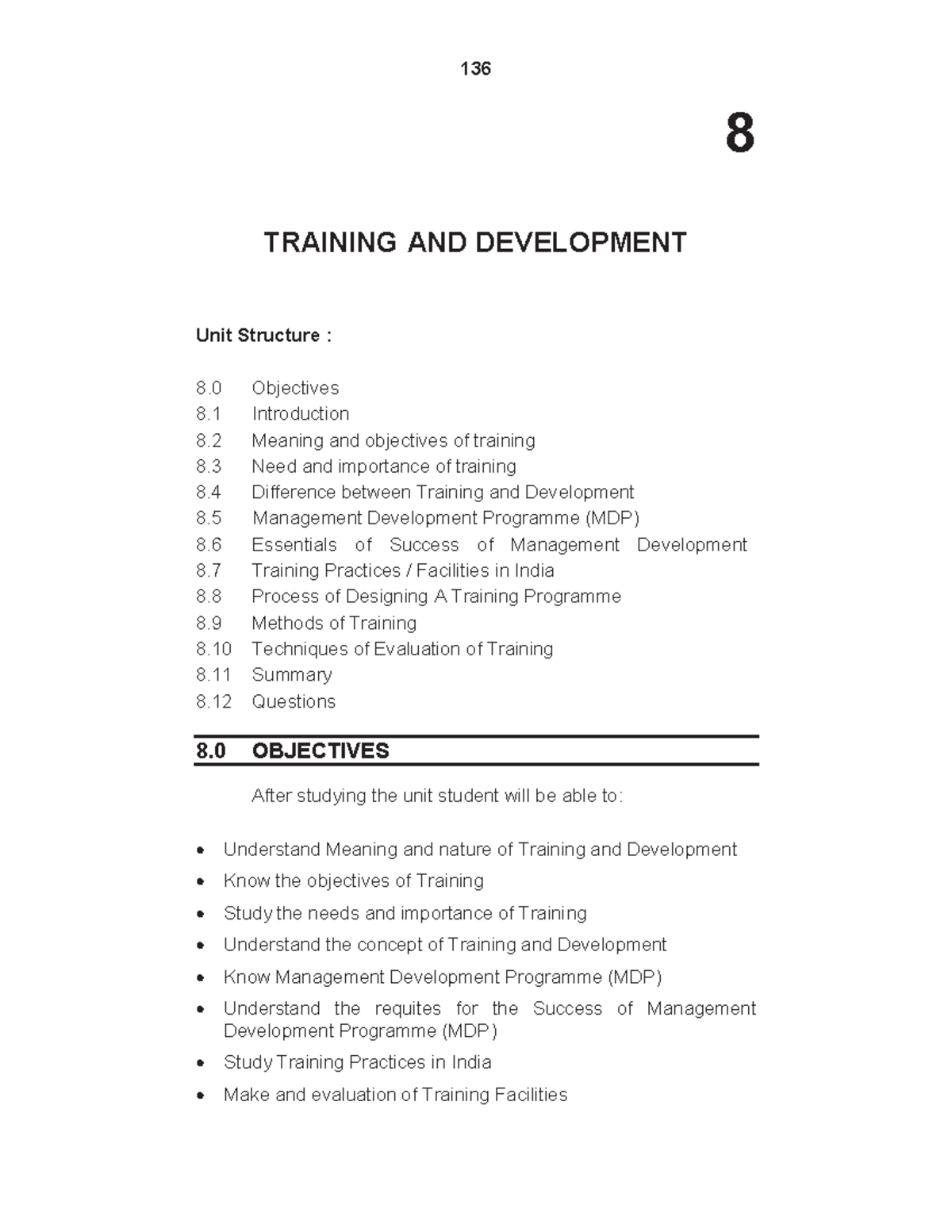 Human-Resource-Management-Paper-1chapter 8 - 8 TRAINING AND DEVELOPMENT Unit Structure : 8 - Studocu