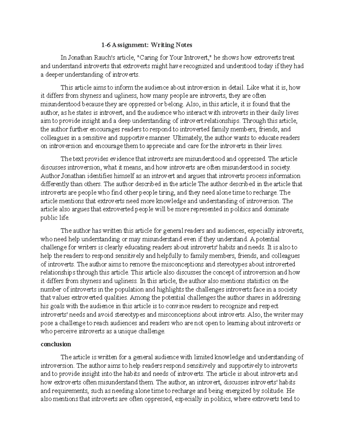 1-6 Assignment Writing Notes - This article aims to inform the audience ...