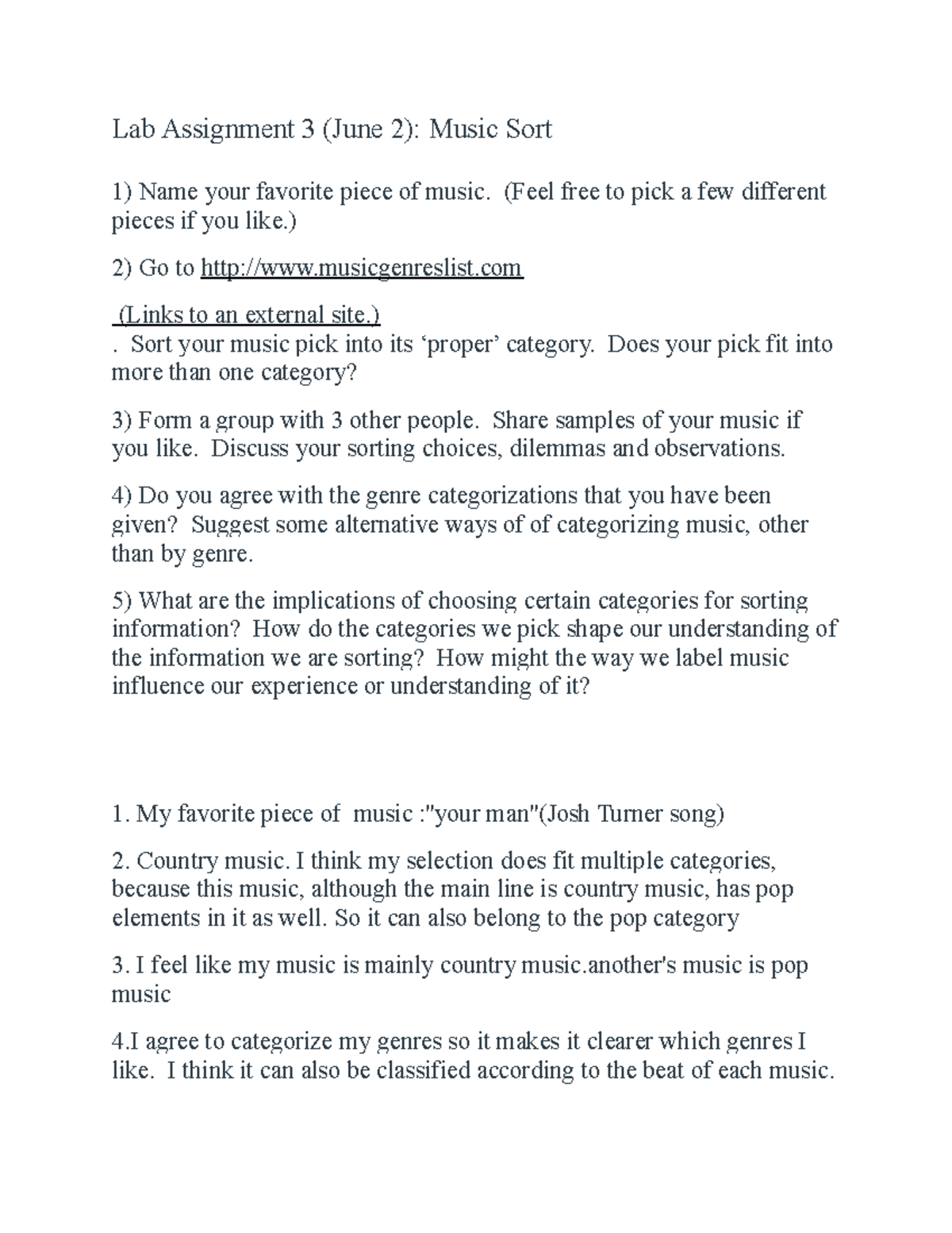 Lab Assignment 3 (June 2): Music Sort - Lab Assignment 3 (June 2 ...