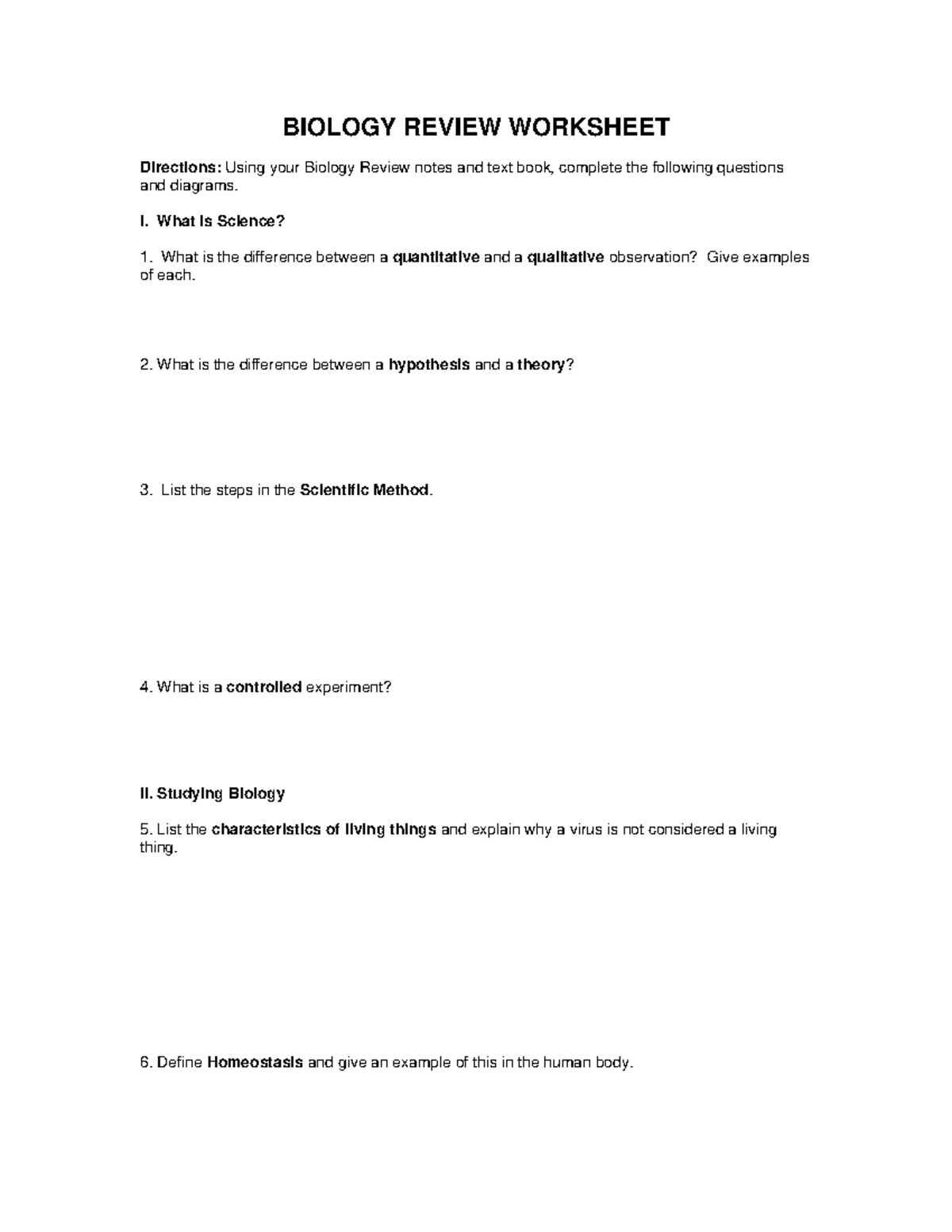 Biologyreviewworksheet - BIOLOGY REVIEW WORKSHEET Directions: Using ...
