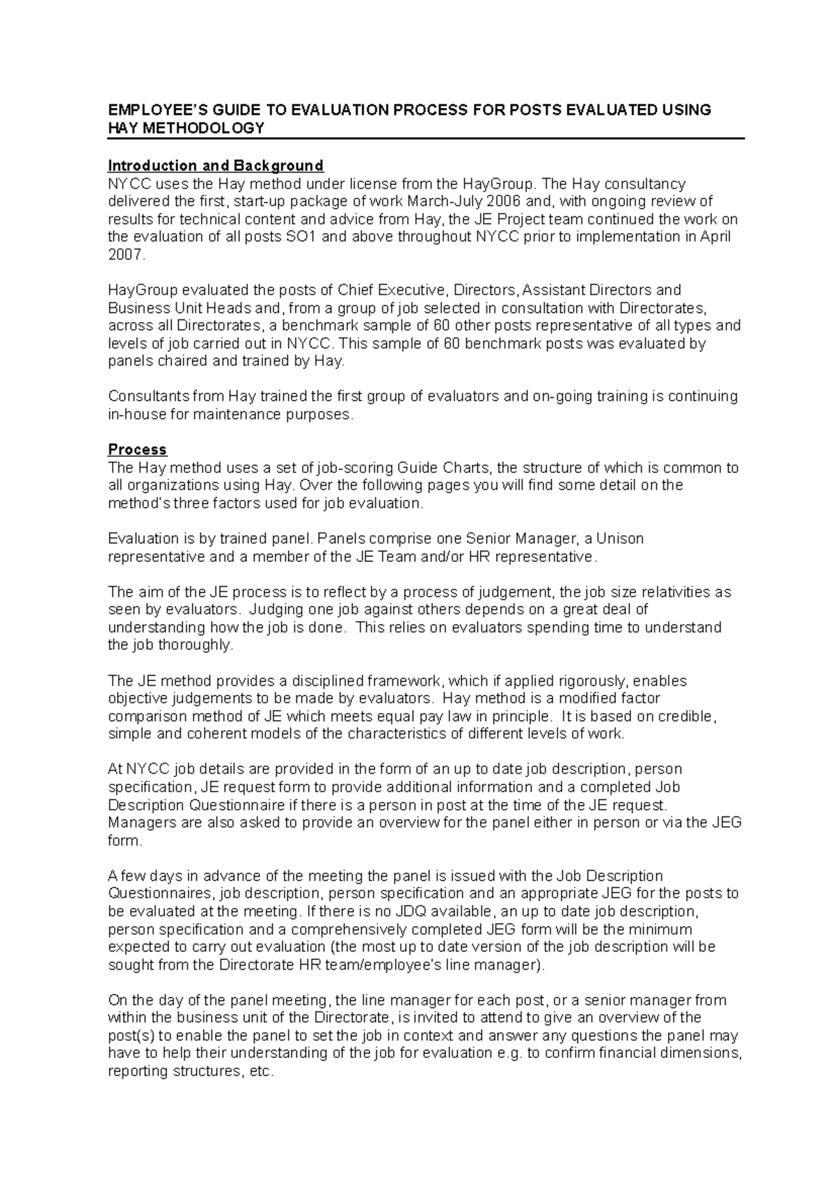 HAY+Methodology - hay methodology - EMPLOYEE’S GUIDE TO EVALUATION ...