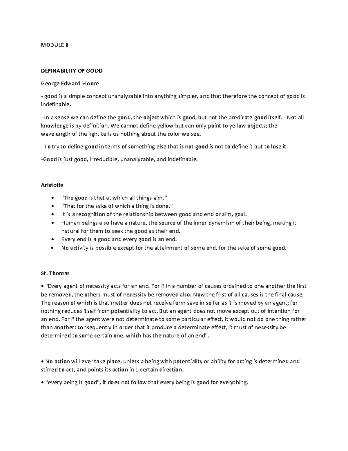 Module-8-13 - none - MODULE 8 DEFINABILITY OF GOOD George Edward Moore good is a simple concept ...