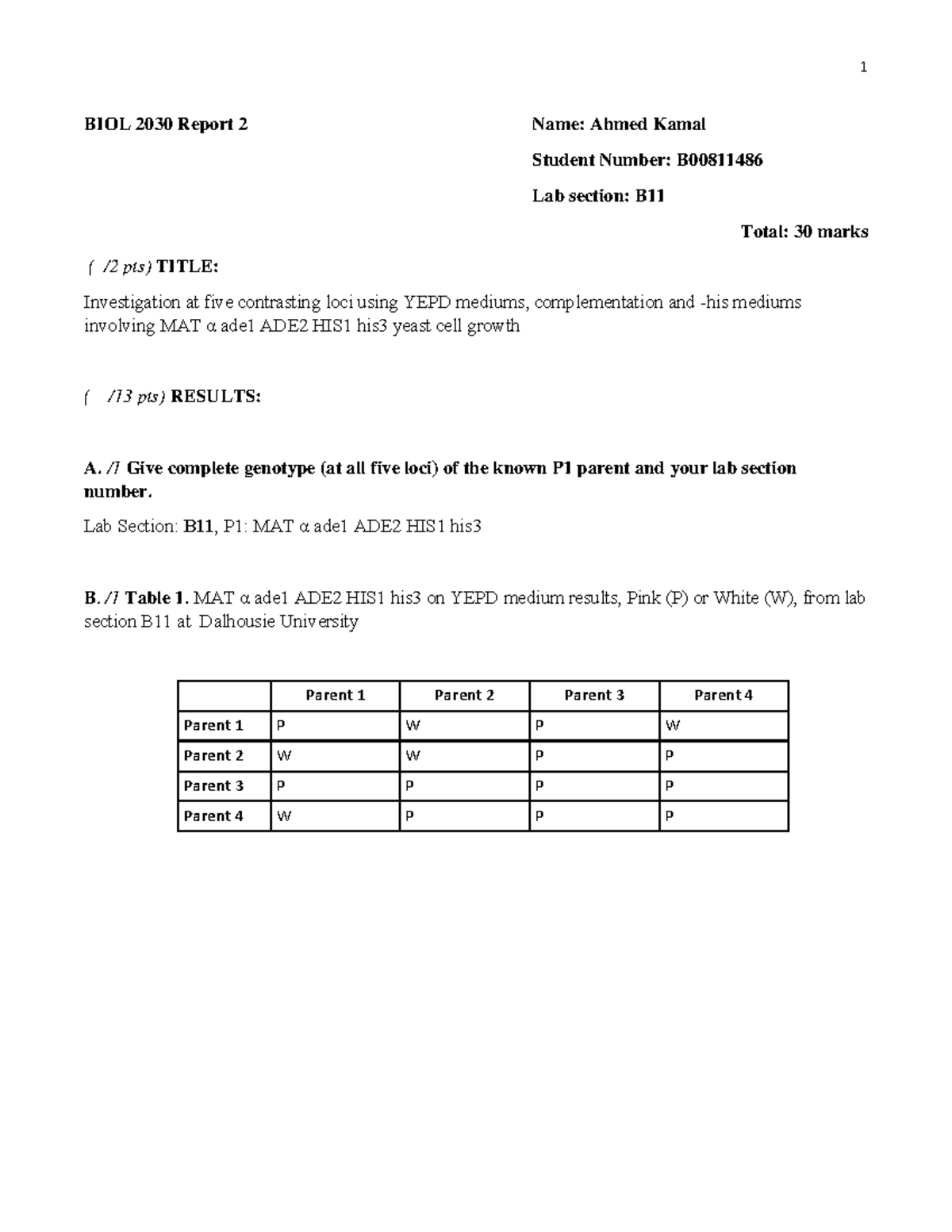 BIOL2030 Lab 2 Report Template W20v2 - Warning: TT: undefined function: 32 BIOL 2030 Report 2 ...