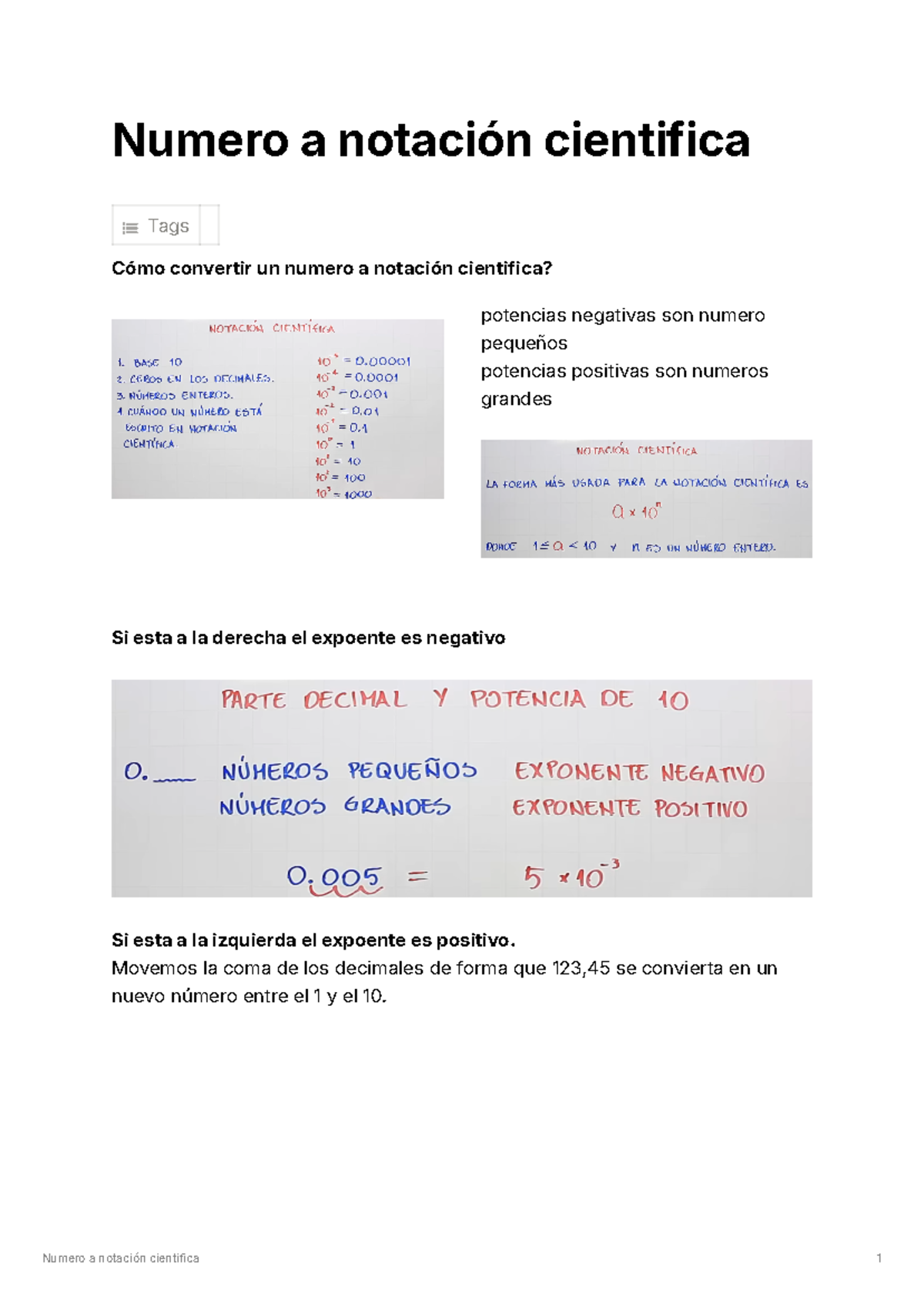 Numero a notación cientifica - matematica - Numero a notación ...