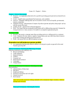 Comm-101-study-1 - Study Notes for Ken Hackney intro to business class ...