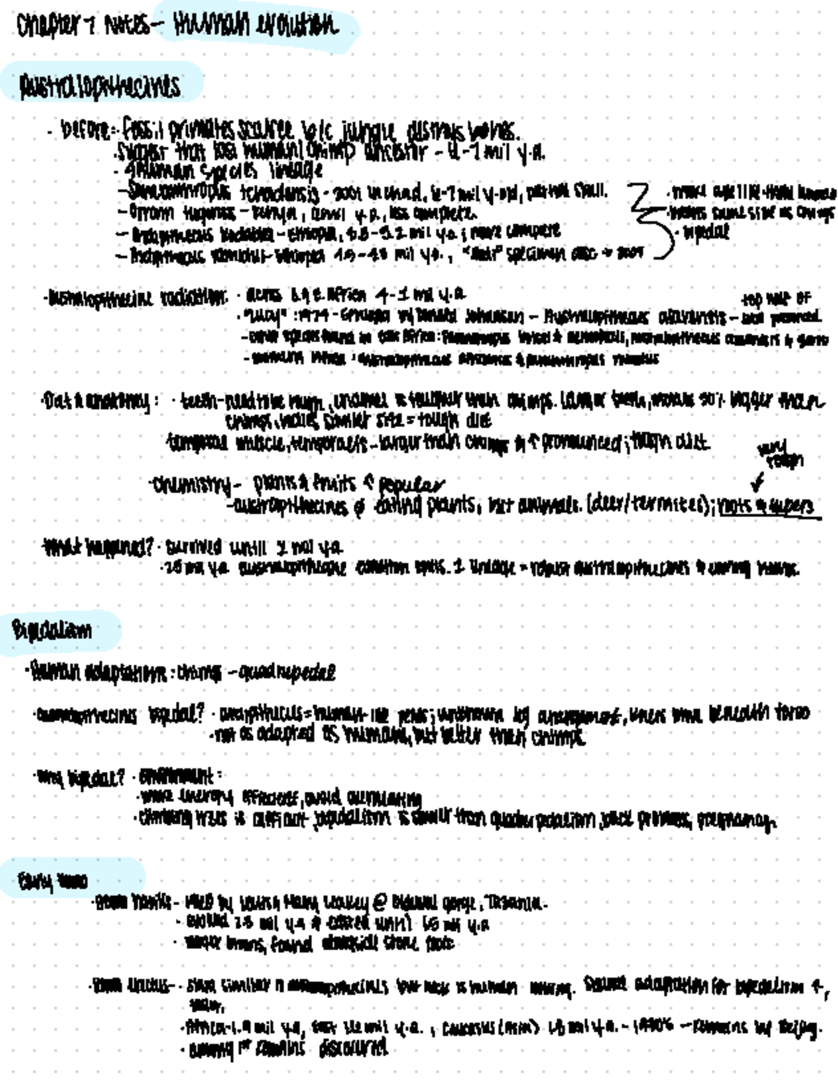 Chapter 7 Notes - THOMAS MORGAN MODULE 6: HUMAN EVOLUTION ...