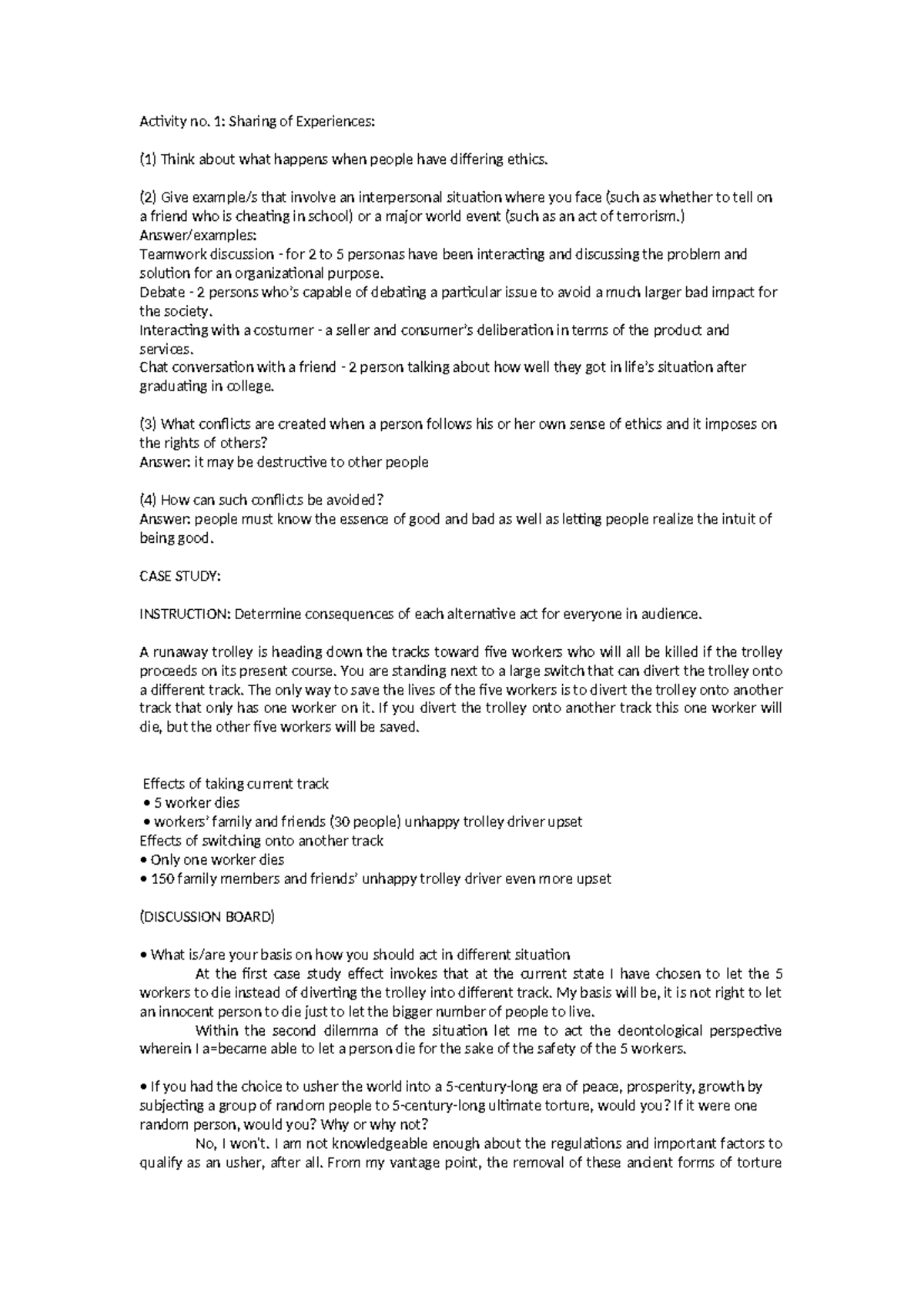 Activity-no-1 - activity for students - Activity no. 1: Sharing of ...